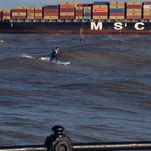 River Mersey SUP surf, Perch Rock, New Brighton, Wirral