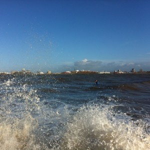 River Mersey SUP surf, Perch Rock, New Brighton, Wirral